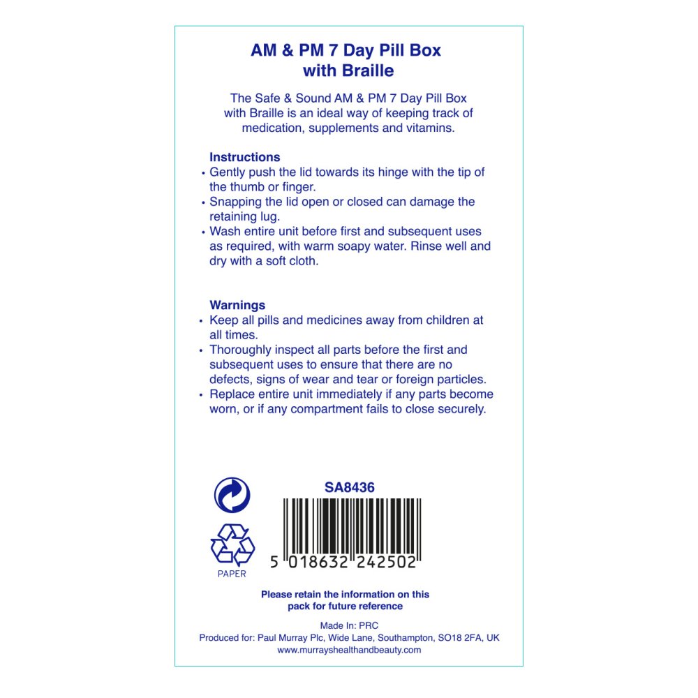 AM & PM 7 DAY PILL REMINDER | British Chemist