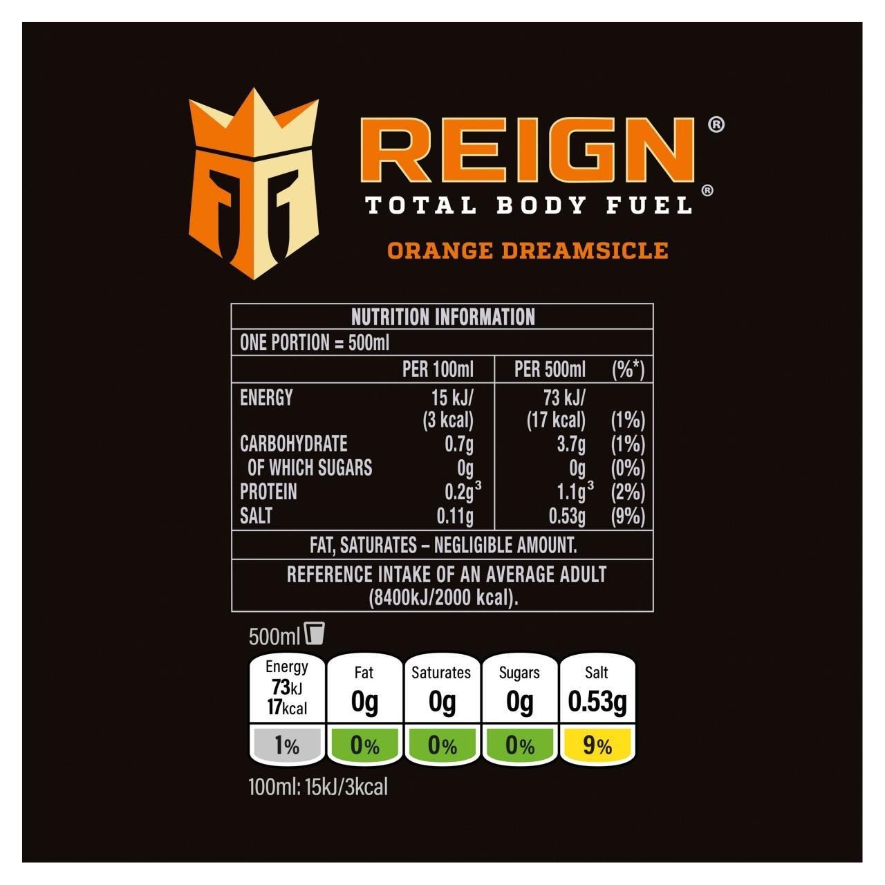 Reign Orange Dreamsicle Zero Sugar Energy Drink 500ml | British Chemist